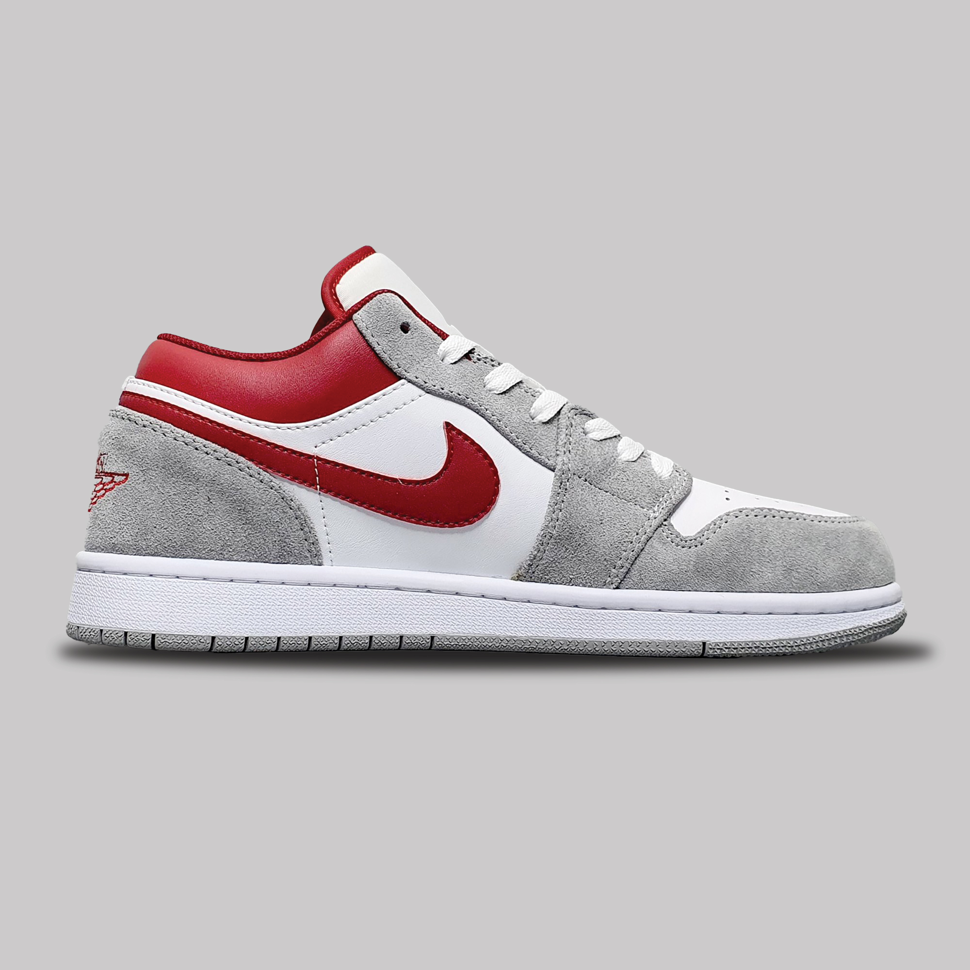 NIKE JORDAN LOW LIGHT SMOKE GREY GYM RED - TeemoSneaker